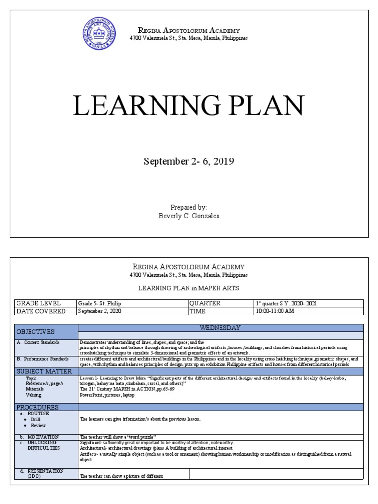 Learning-Plan-GRADE 5 ARTS | PDF | Learning | Cognition
