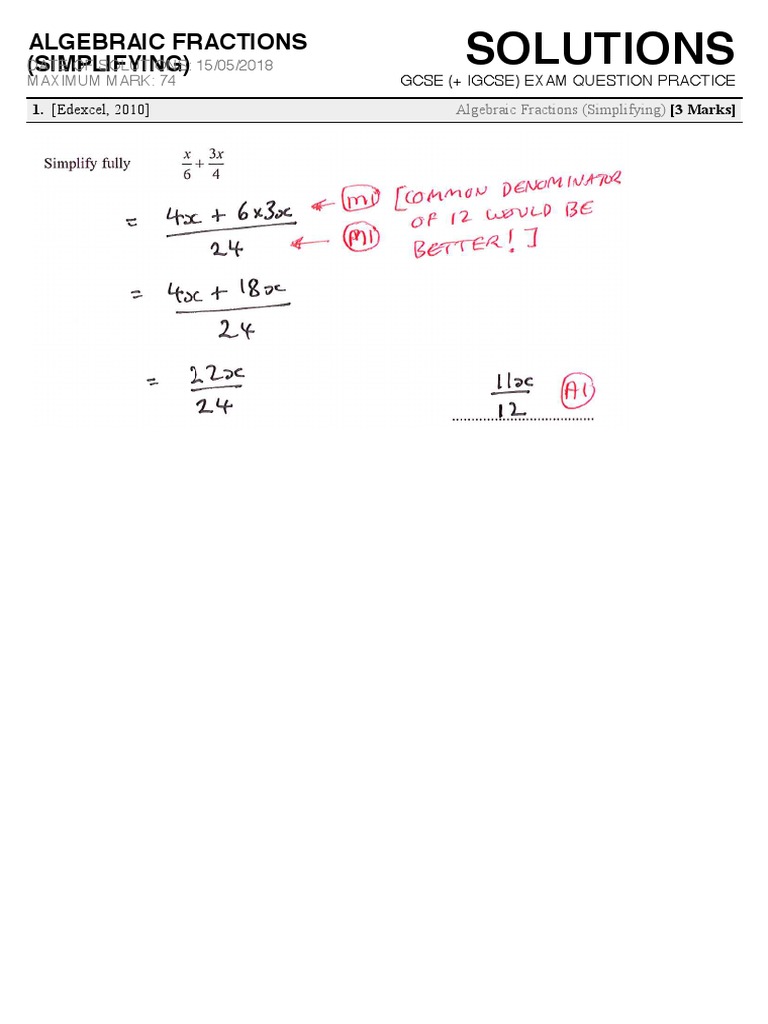 Algebraic-Fractions-Simplifying-112611 Gcse Maths | PDF | Accuracy And ...