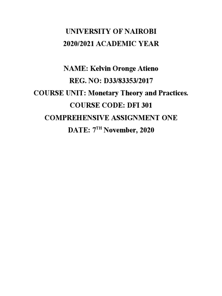 DFI 301R2020 Comprehensive Assignment One | PDF | Rational Expectations ...