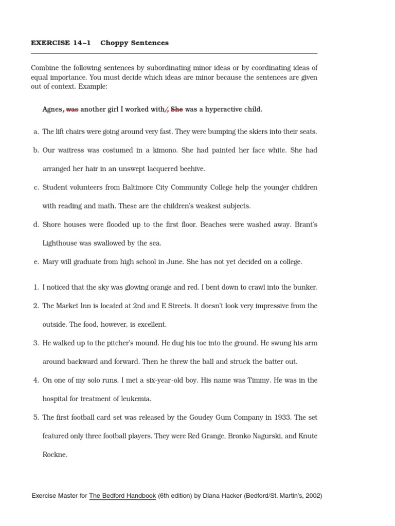Exercise 14 - 1 Choppy Sentences | PDF