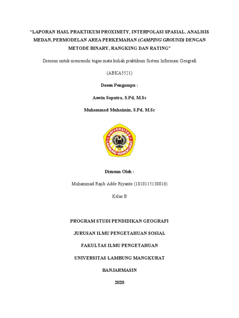 Muhammad Rajib Adde Riyanto - 18100115310016 - Praktikum SIG (Pemodelan ...