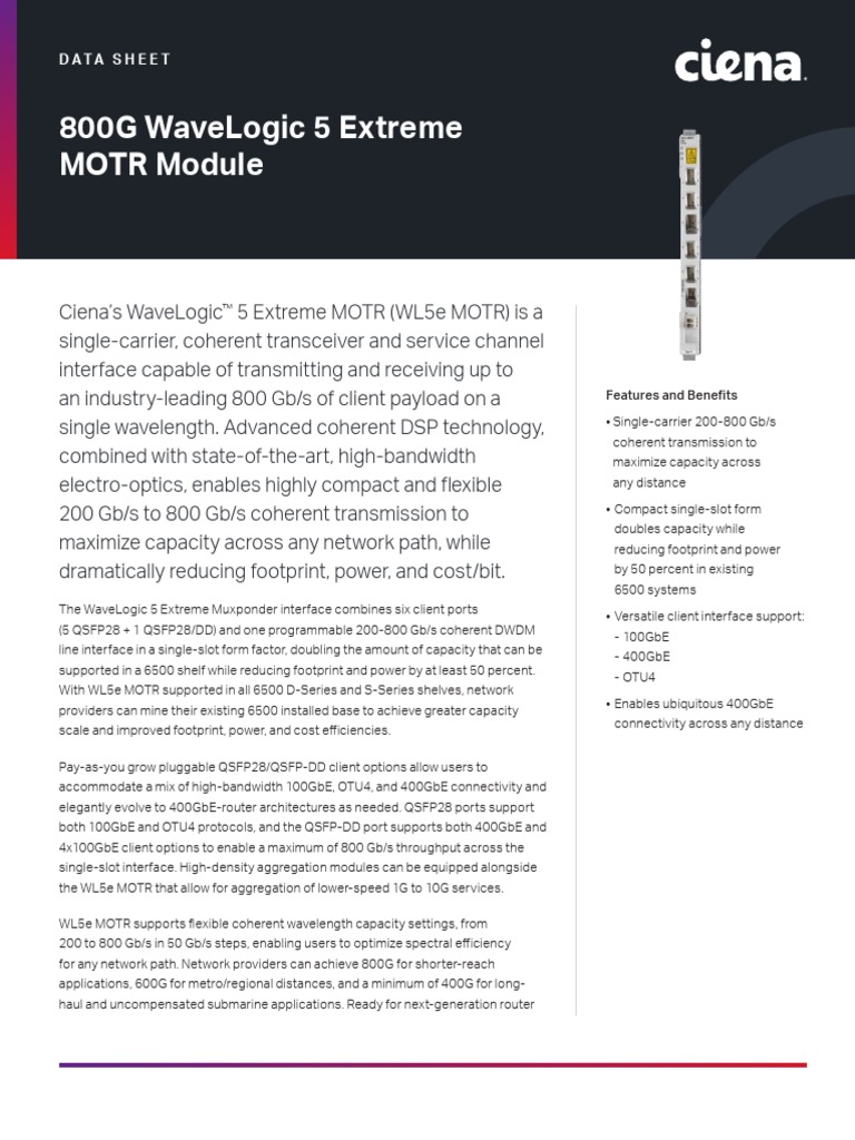 800G Wavelogic 5 Extreme Motr Module: Data Sheet | PDF | Wavelength Division Multiplexing ...