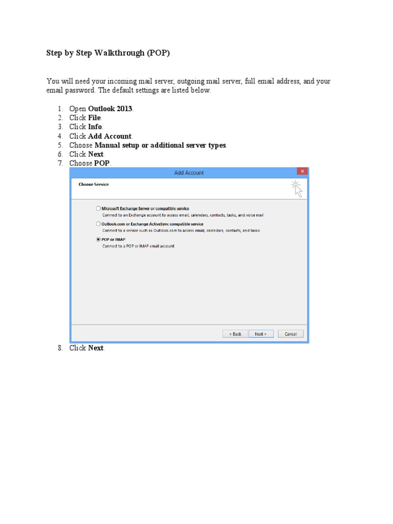 Office 2013 Outlook Setup Settings | PDF