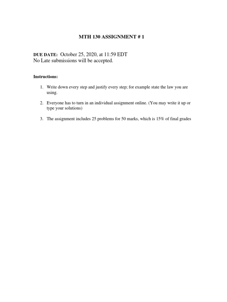 MTH 130 Assignment1 | PDF | Argument | Mathematical Logic