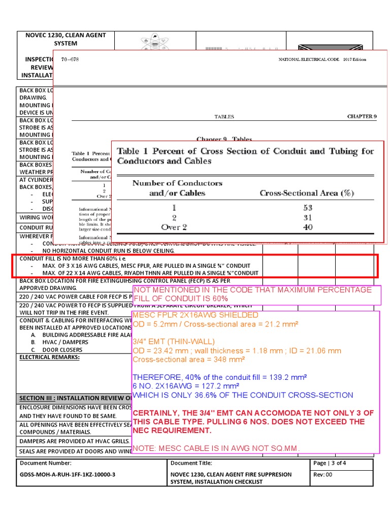 Novec 1230, Clean Agent System Inspection Checklist For Review of 1 & 2 ...