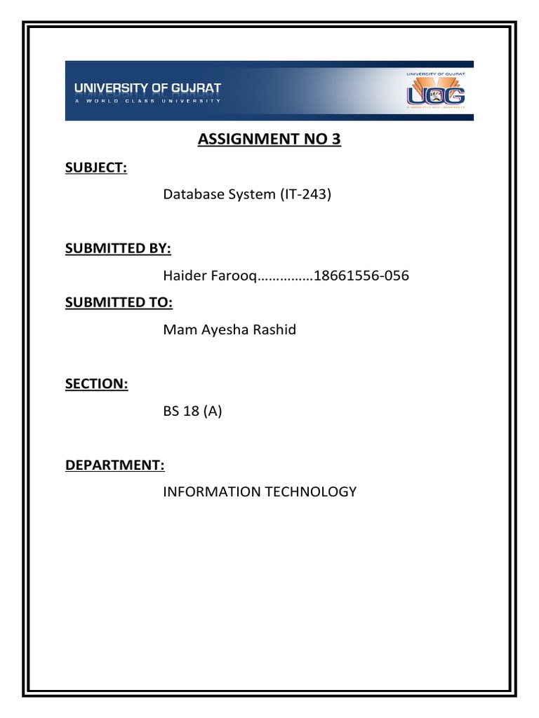 ASSIGNMENT NO 3 of DBS | PDF | Relational Model | Mathematics Of Computing