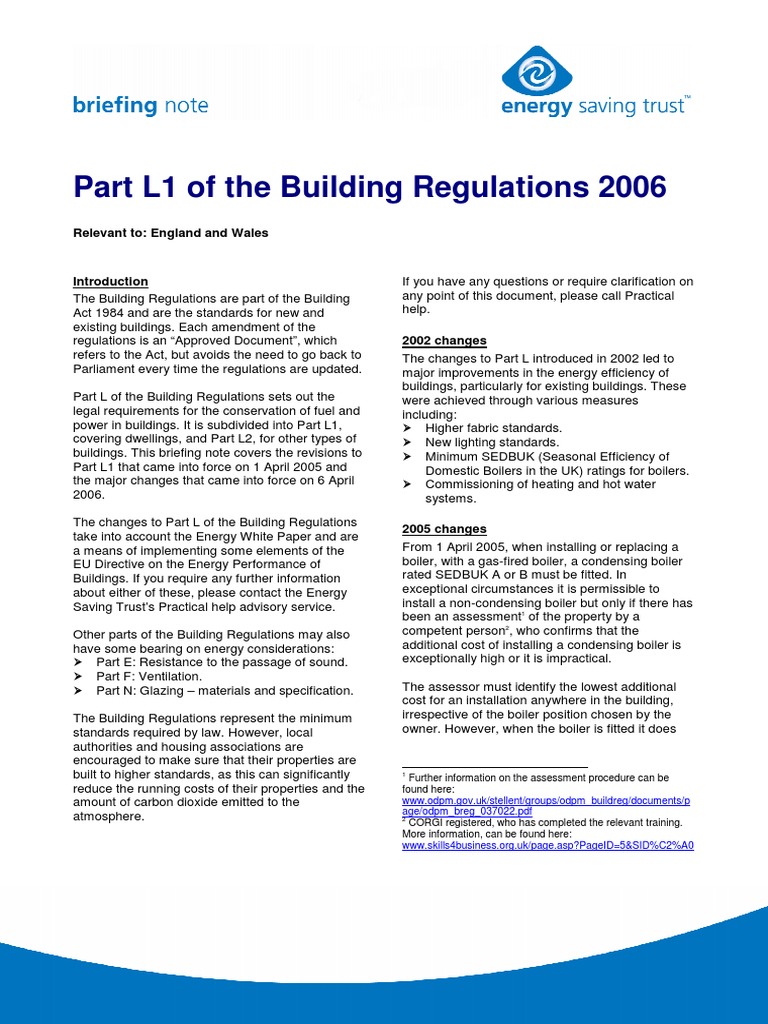 Part L1 of The Building Regulations 2006: Relevant To: England and ...