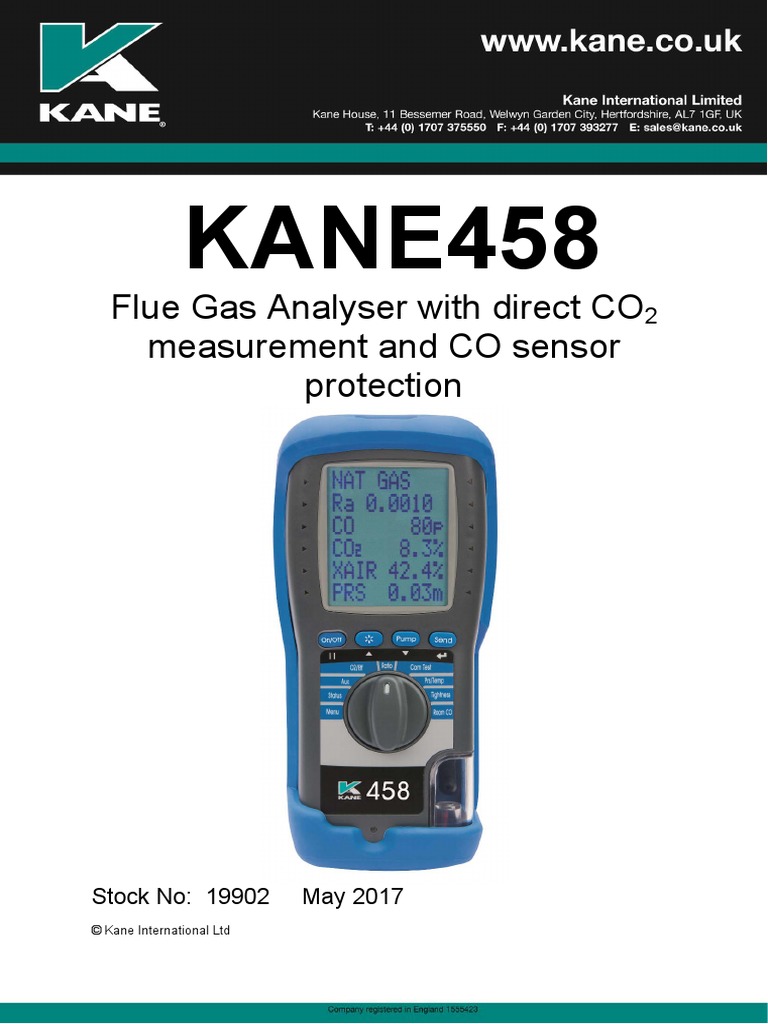 Kane 458 Operating Manual | PDF | Combustion | Carbon Dioxide