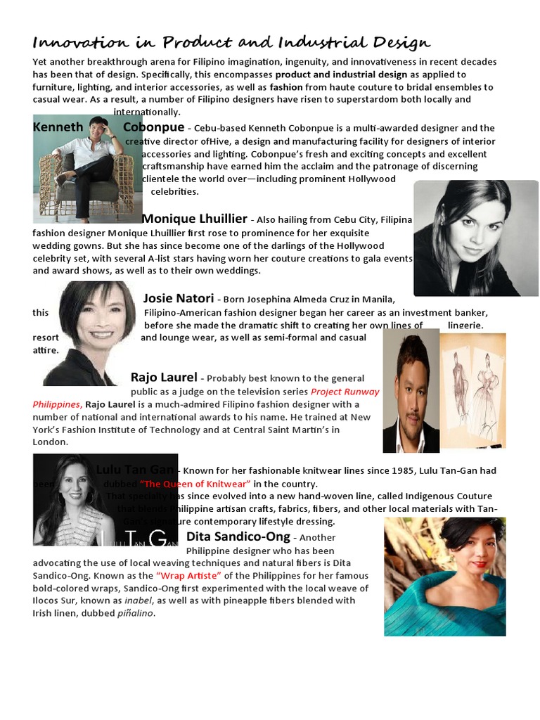 Filipino Design Innovators | PDF | Fashion Design | Clothing