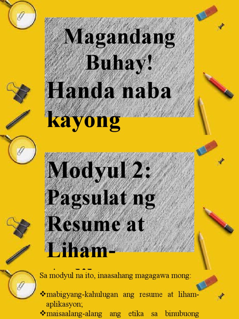 Lesson 2 Pagsulat NG Liham Aplikasyon | PDF