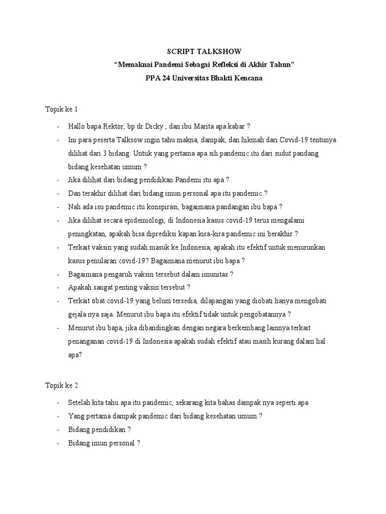 Script Talkshow | PDF
