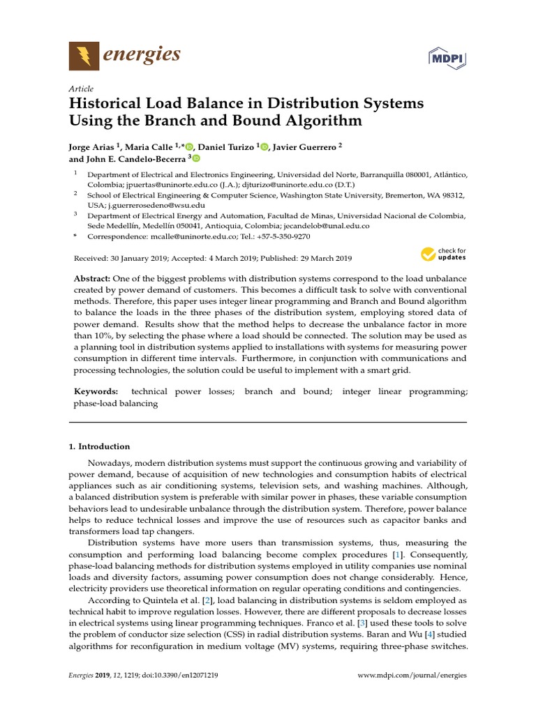 Energies: Historical Load Balance in Distribution Systems Using The ...