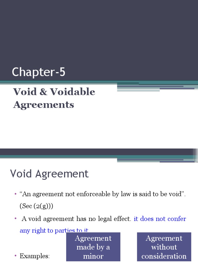 Chapter-5: Void & Voidable Agreements | PDF | Void (Law) | Legal Concepts
