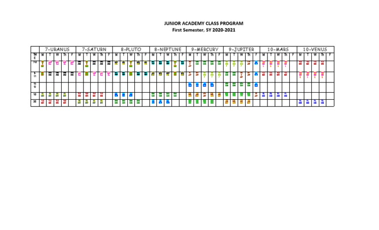 Junior Academy Class Schedule 2020-2021 | PDF