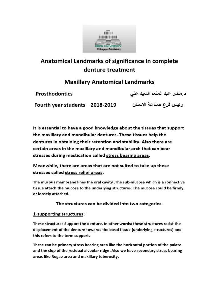 Anatomical Landmarks of Significance in Complete Denture Treatment ...
