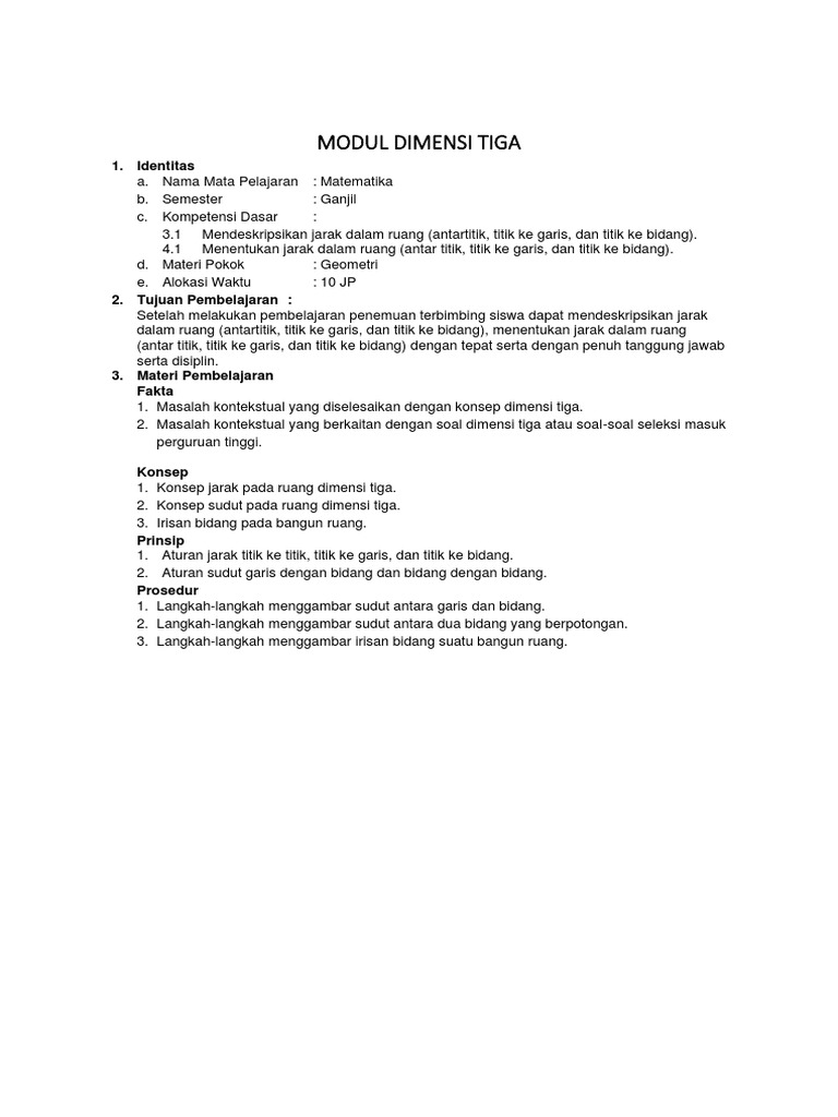 Modul Dimensi Tiga | PDF