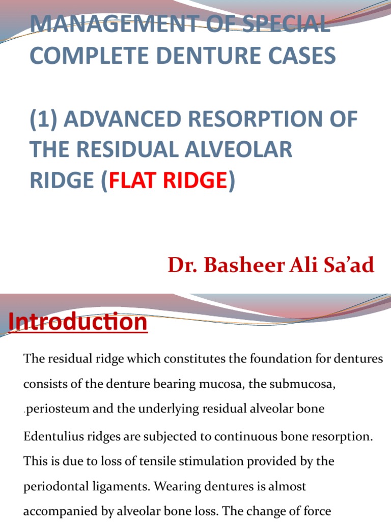 Management of Alveolar Ridge Resorption | PDF | Dentures | Bone
