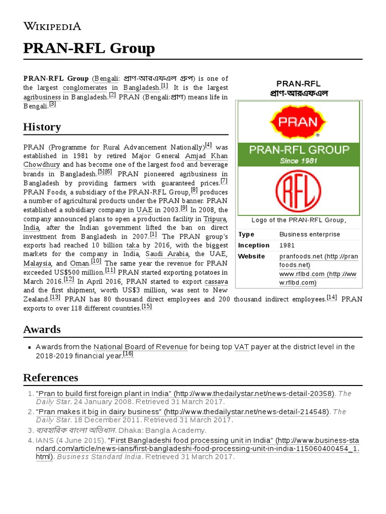 PRAN-RFL Group PDF | PDF | Bangladesh | Economies