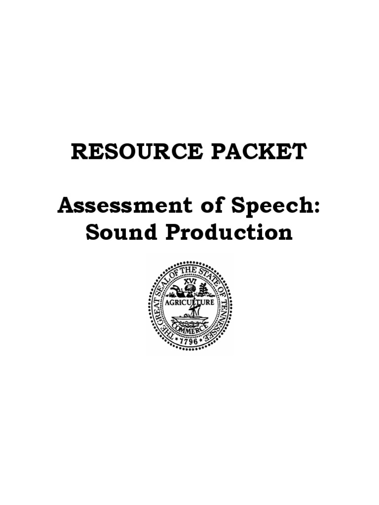 Assessment of Speech - Sound Production PDF | PDF