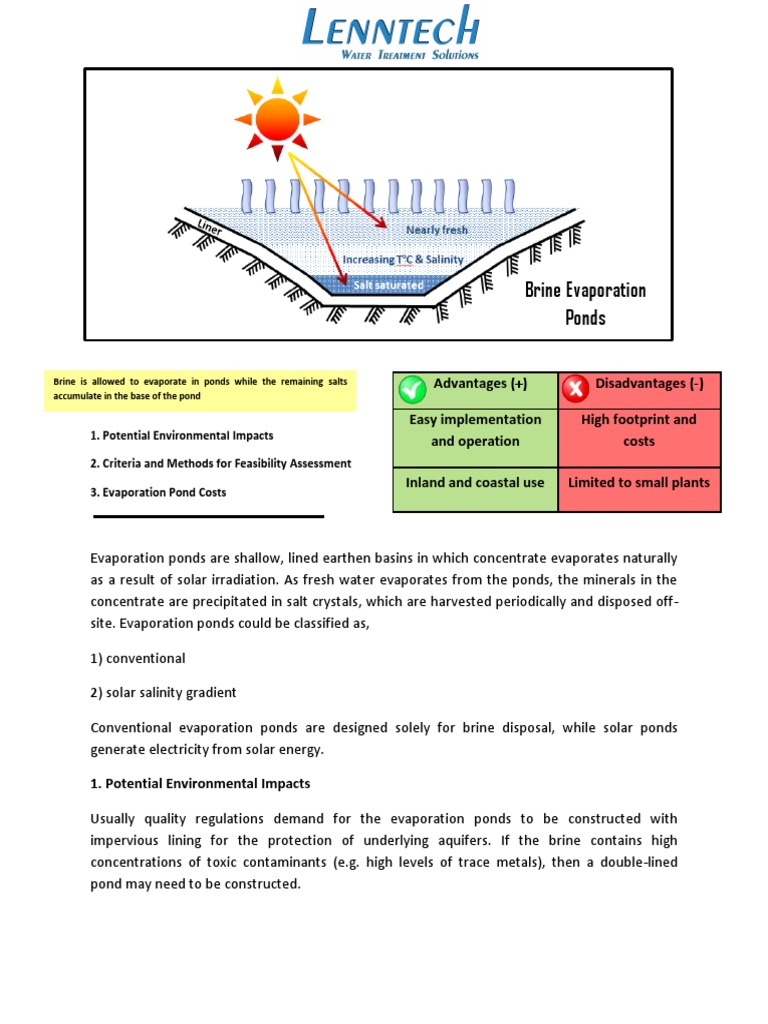 Brine Evaporation Pond Design and Impact | PDF | Groundwater | Solar Energy
