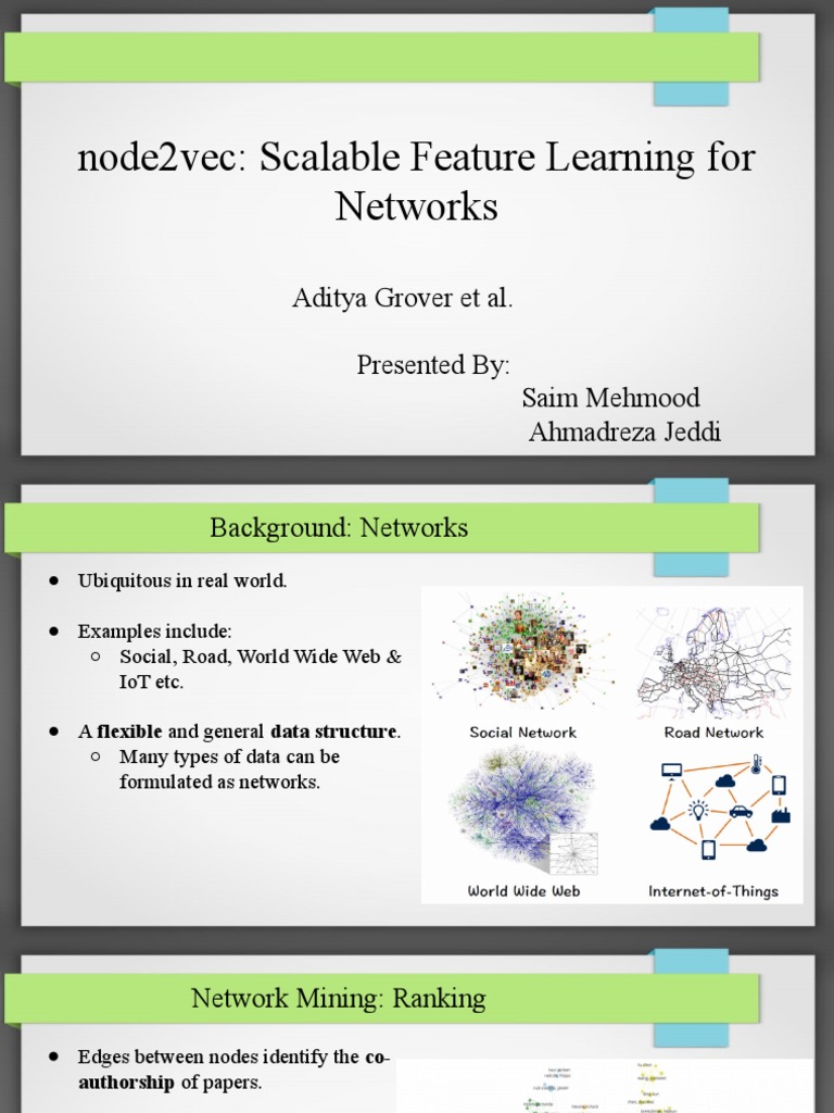 Node2vec Scalable Feature Learning For Networks Aditya Grover Et Al Presented By Saim 