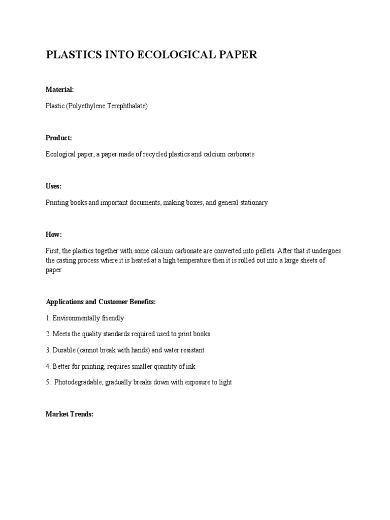 Plastics Into Paper | PDF