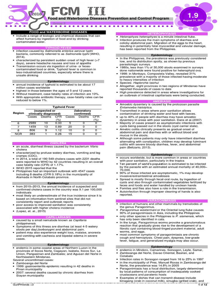 1.09 Food and Waterborne Diseases Prevention and Control Program | PDF ...