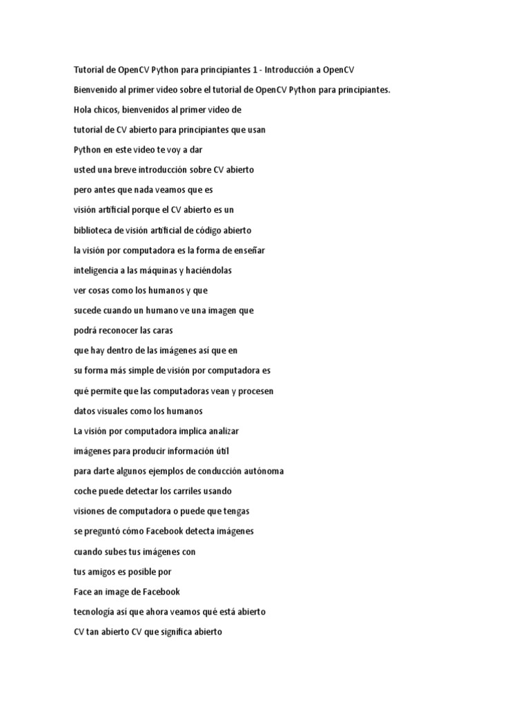 Tutorial de OpenCV Python para Principiantes 1 | PDF | Píxel | Visión ...
