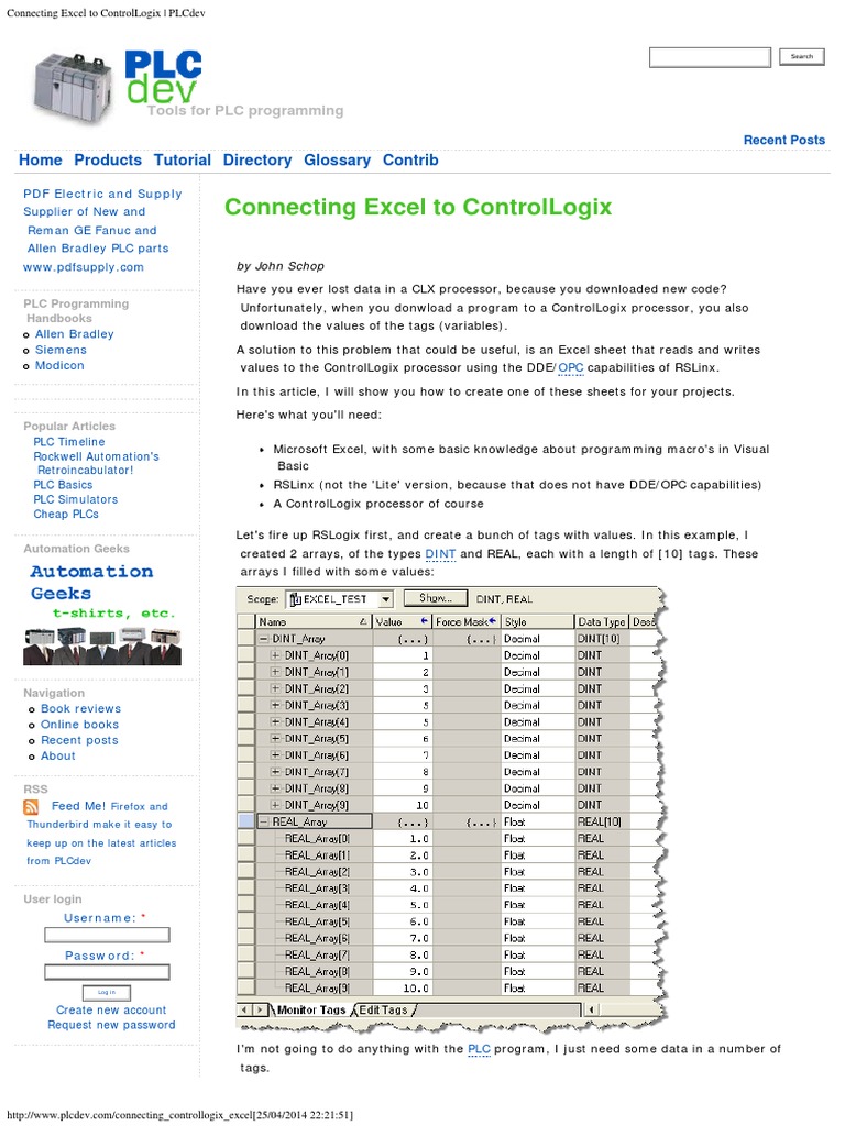 Connecting Excel To ControlLogix - PLCdev | Download Free PDF | Microsoft Excel | Programmable ...