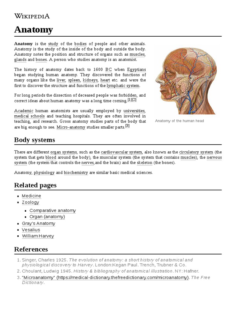 Anatomy: Body Systems | PDF
