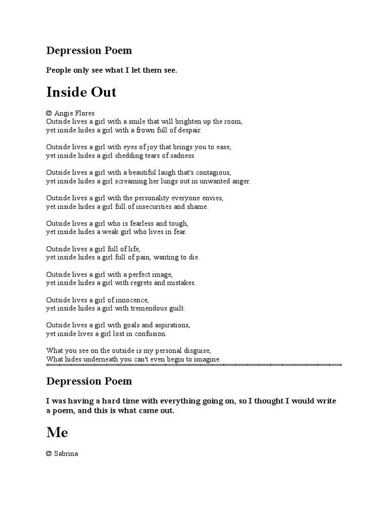 Inside Out: Depression Poem | PDF