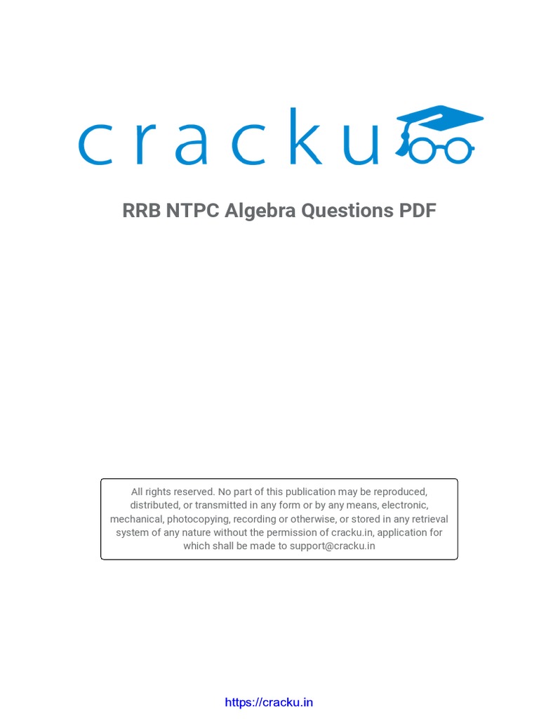 RRB NTPC Algebra Questions PDF | PDF | Teaching Mathematics