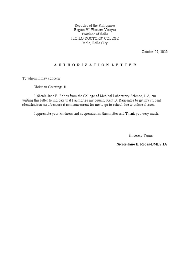 Authorization Letter | PDF