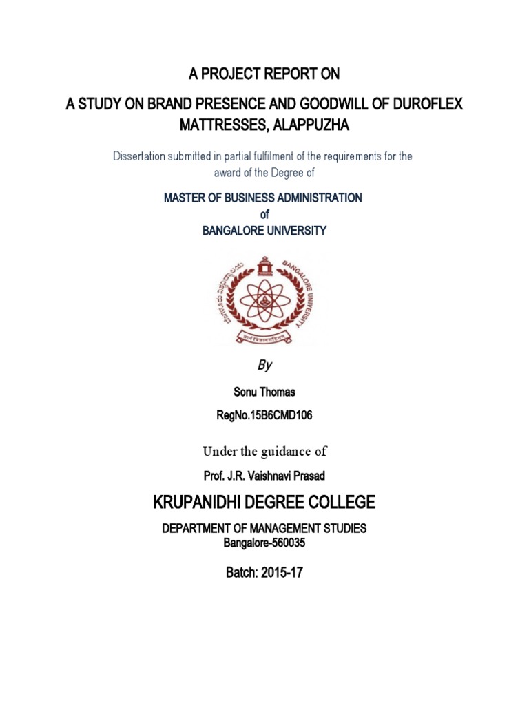 SONU THOMAS Project Front Pages | PDF | Brand | Marketing