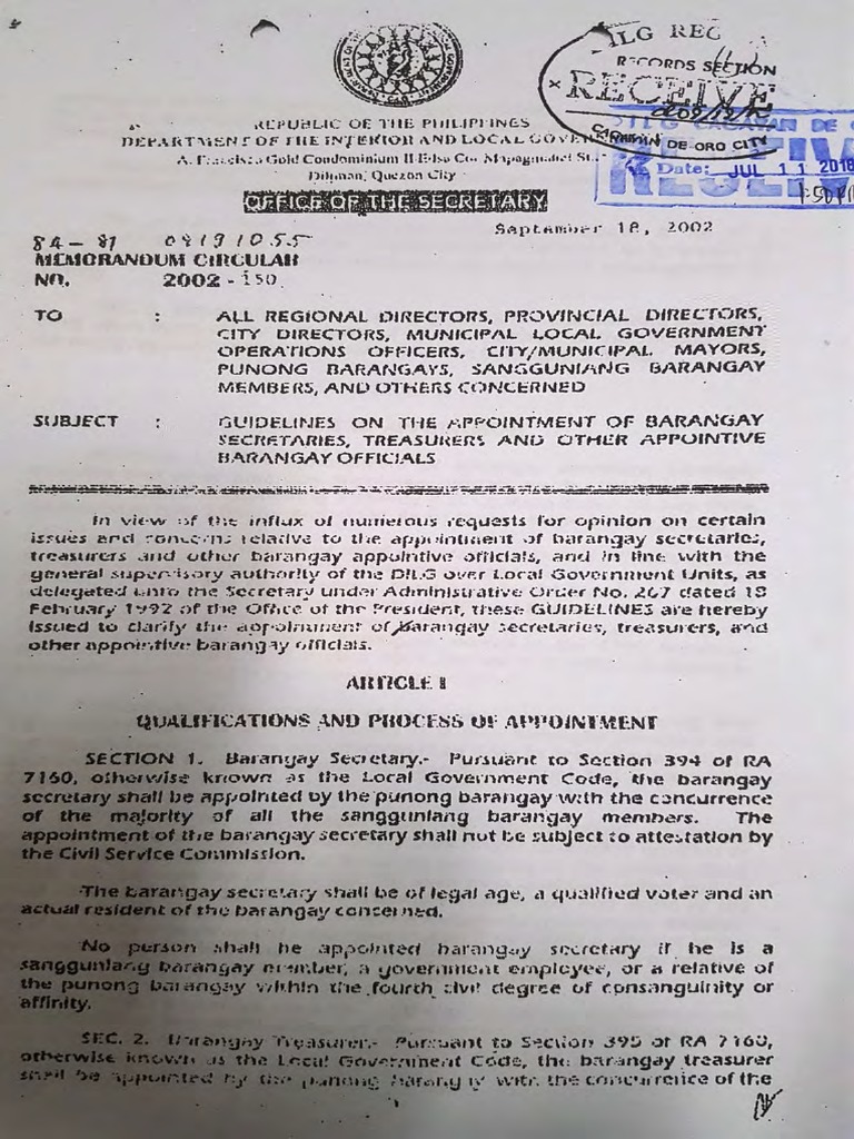 Dilg MC 2002-150 | PDF