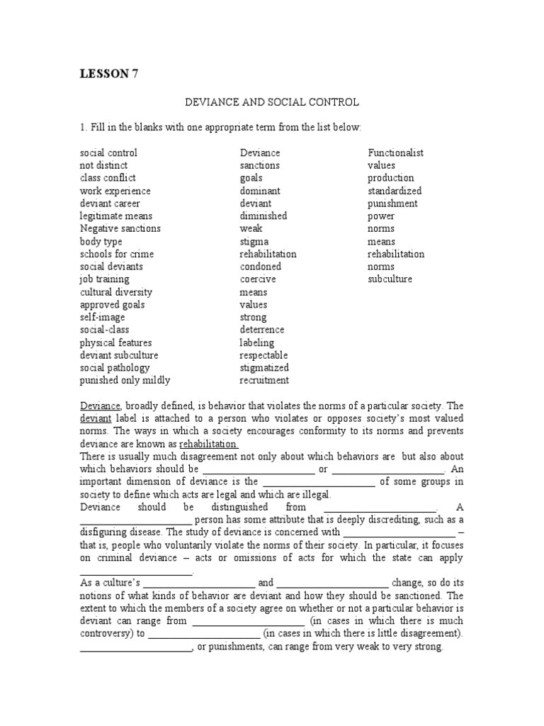 Lesson 07 Deviance and Social Control. Collective Behavior Social ...