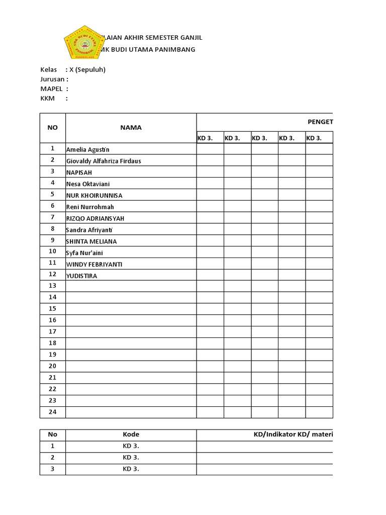 Format Nilai Pat Genap | PDF