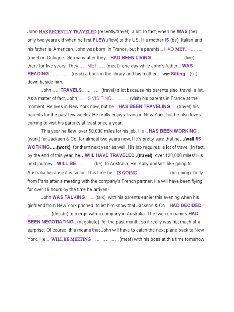 John's Travel and Future Plans | PDF | Language Arts & Discipline ...