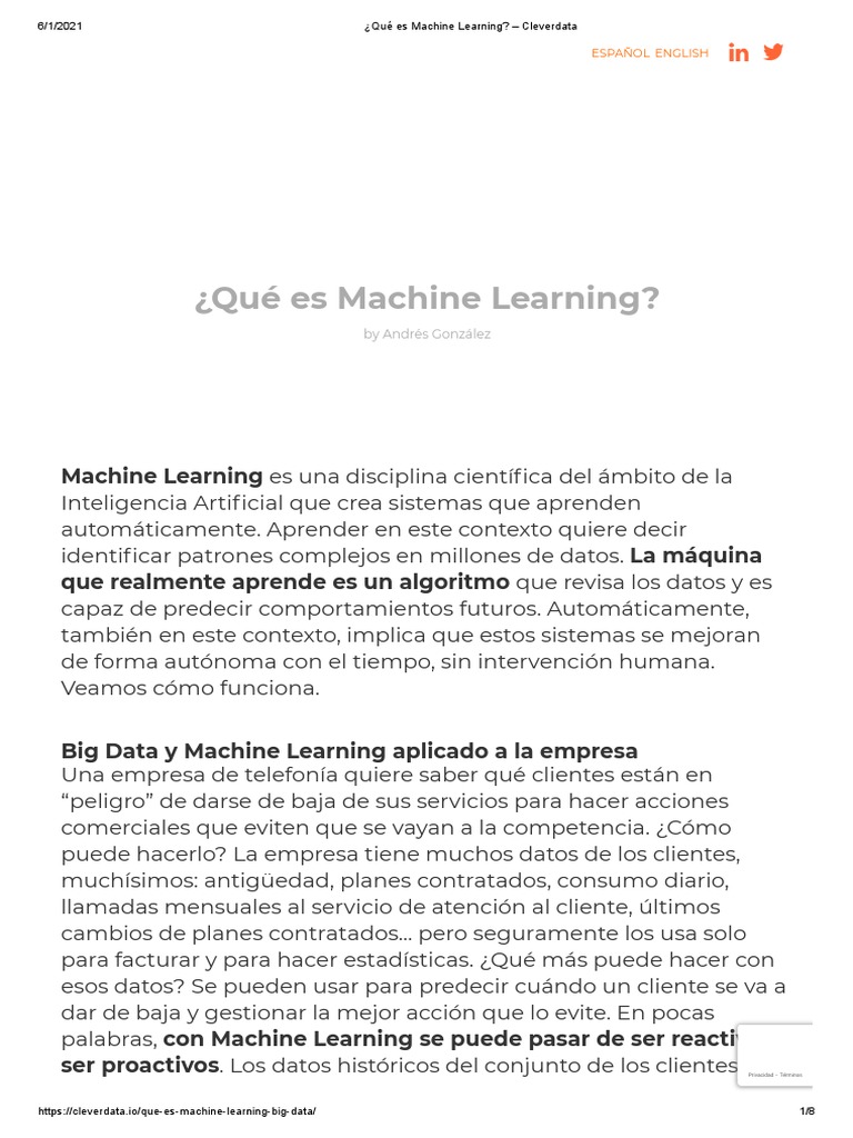 ¿Qué Es Machine Learning - Cleverdata | PDF | Aprendizaje automático ...