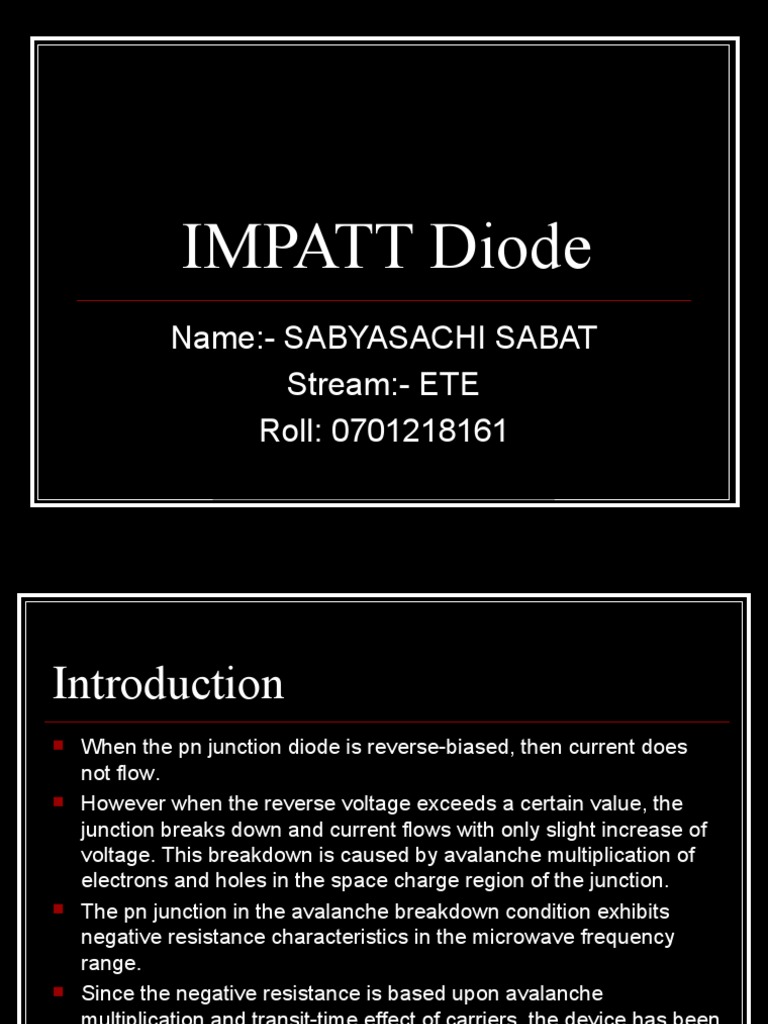 IMPATT Diode: Principles of Operation, Structure, Applications, and ...