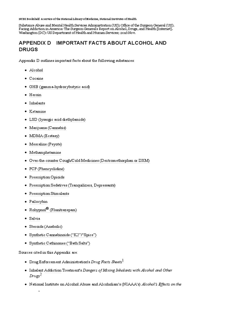 IMPORTANT FACTS ABOUT ALCOHOL AND DRUGS - Facing Addiction in America ...