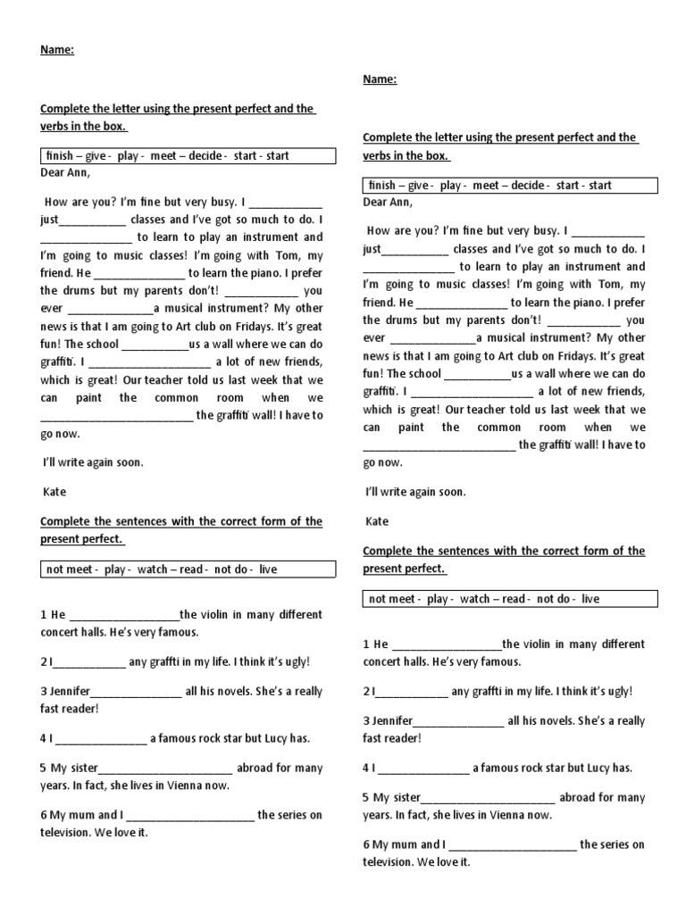 Present Perfect Exercises for Students | PDF | Linguistics | Grammar