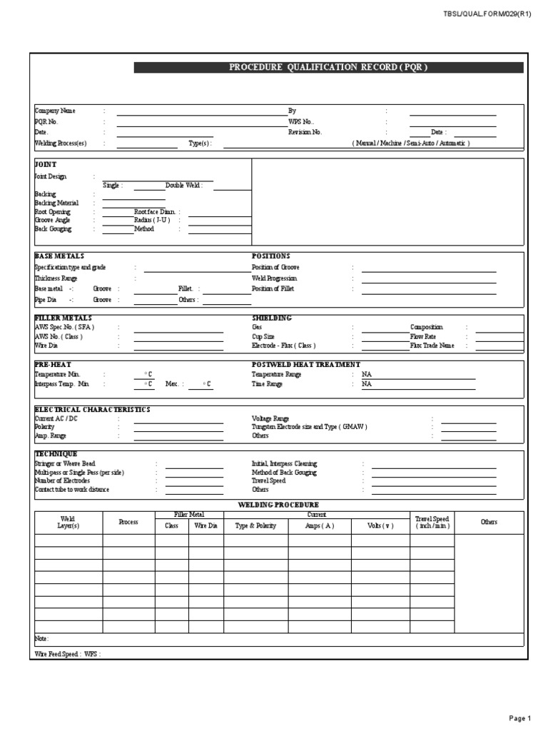 Procedure Qualification Record (PQR) : Joint | PDF | Welding | Construction