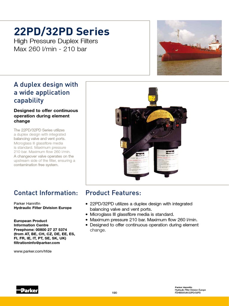 22PD/32PD Series: High Pressure Duplex Filters Max 260 L/min - 210 Bar ...