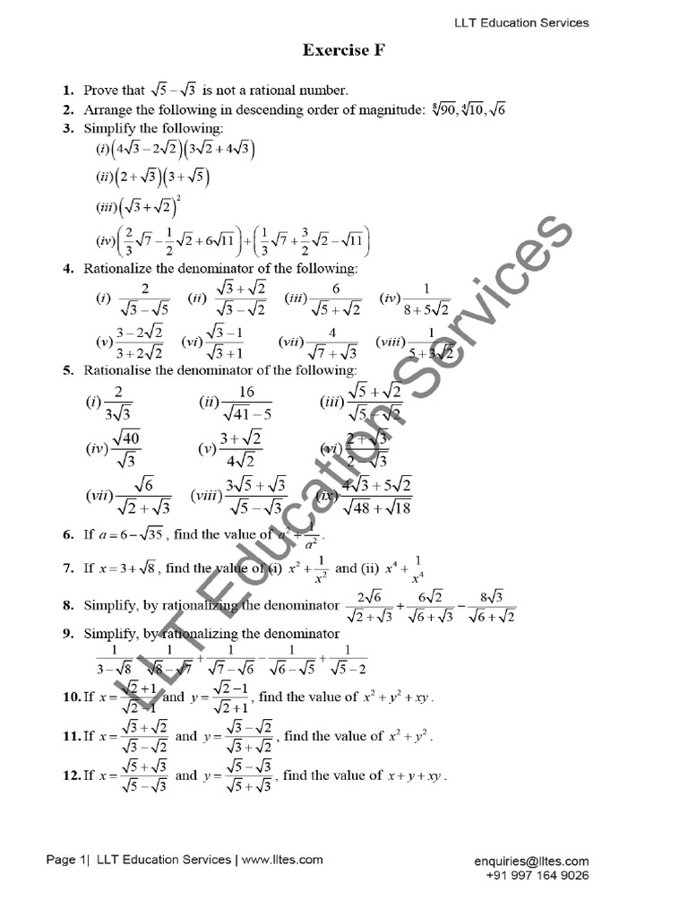 Number-Systemath Assign | Download Free PDF | Numbers | Real Number