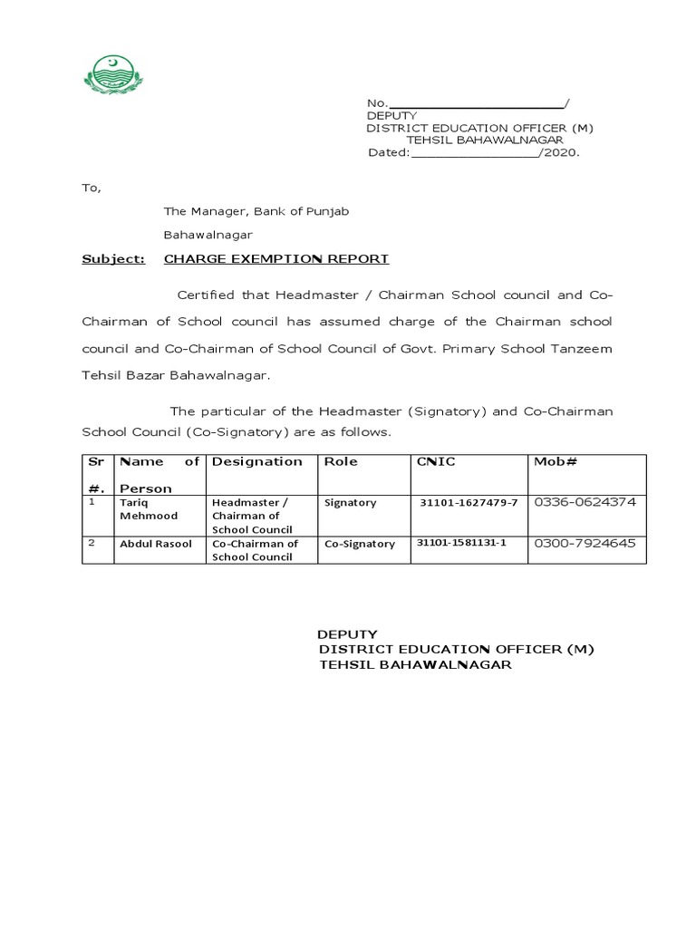 8-Charge Exemption Report | PDF
