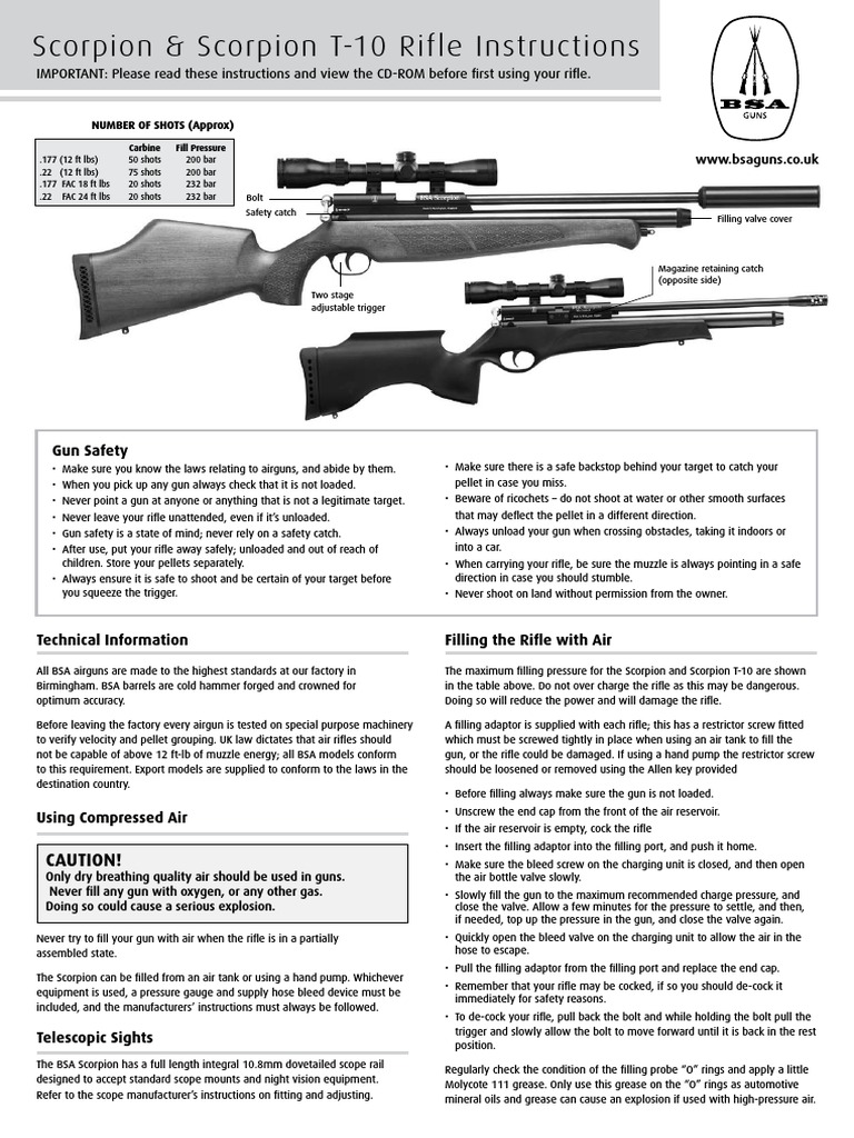 BSA Scorpion and T10 Air Rifle PDF | PDF | Trigger (Firearms ...