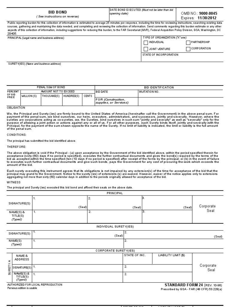 SF 24 Bid Bond | PDF