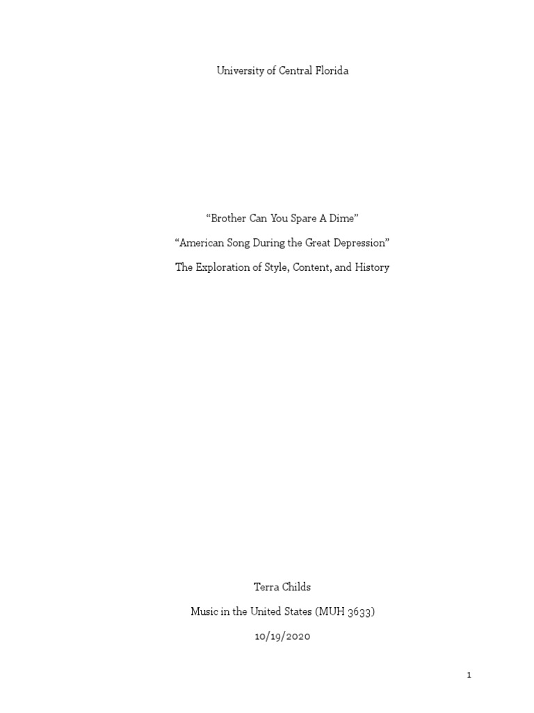 "Brother Can You Spare A Dime" "American Song During The Great ...