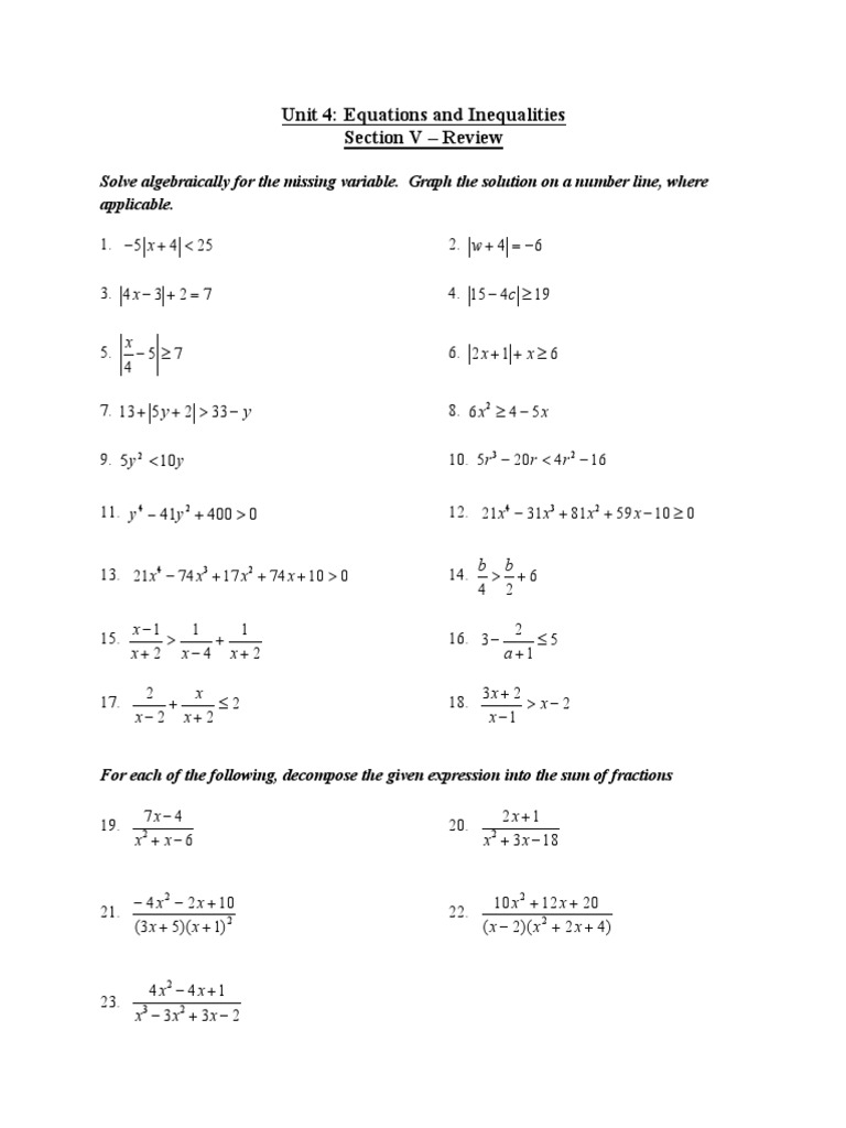 Algebra Review: Equations & Inequalities | PDF | Teaching Methods ...